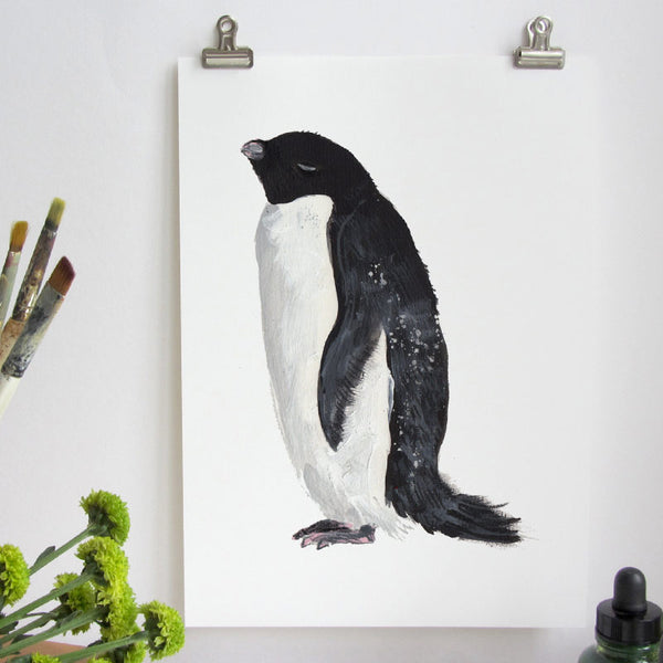 Adelie Penguin Print by Abby Cook Illustration | Penguin Art Print ...
