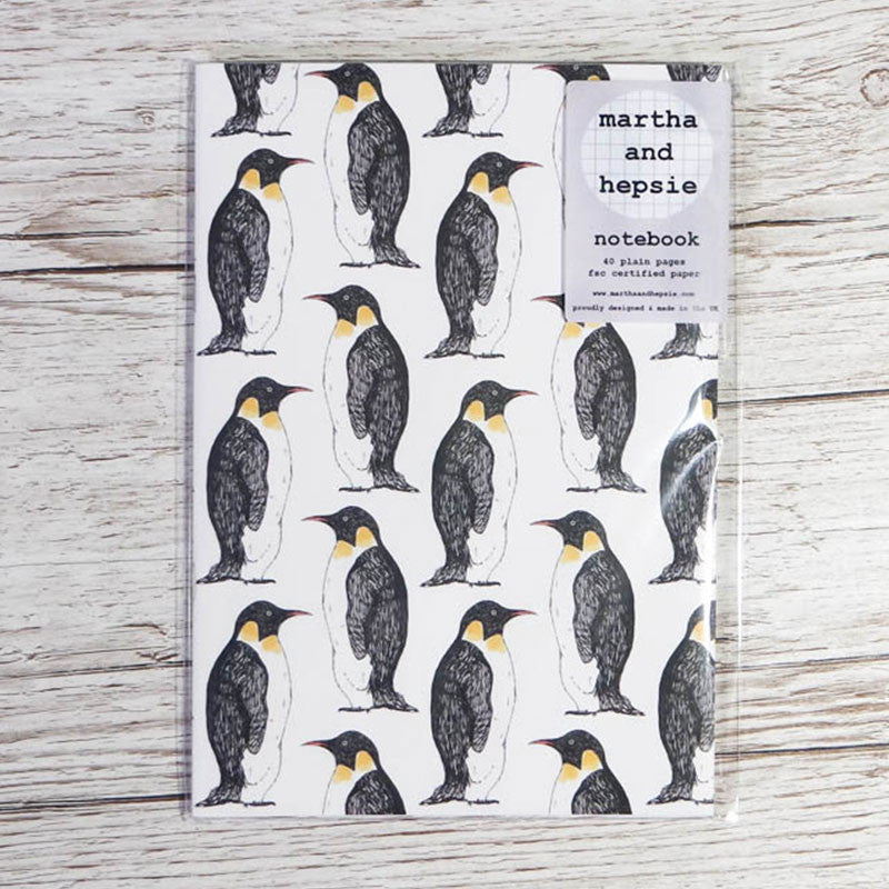 Penguin Party A5 Plain Notebook by Martha & Hepsie - The Penguin Patrol