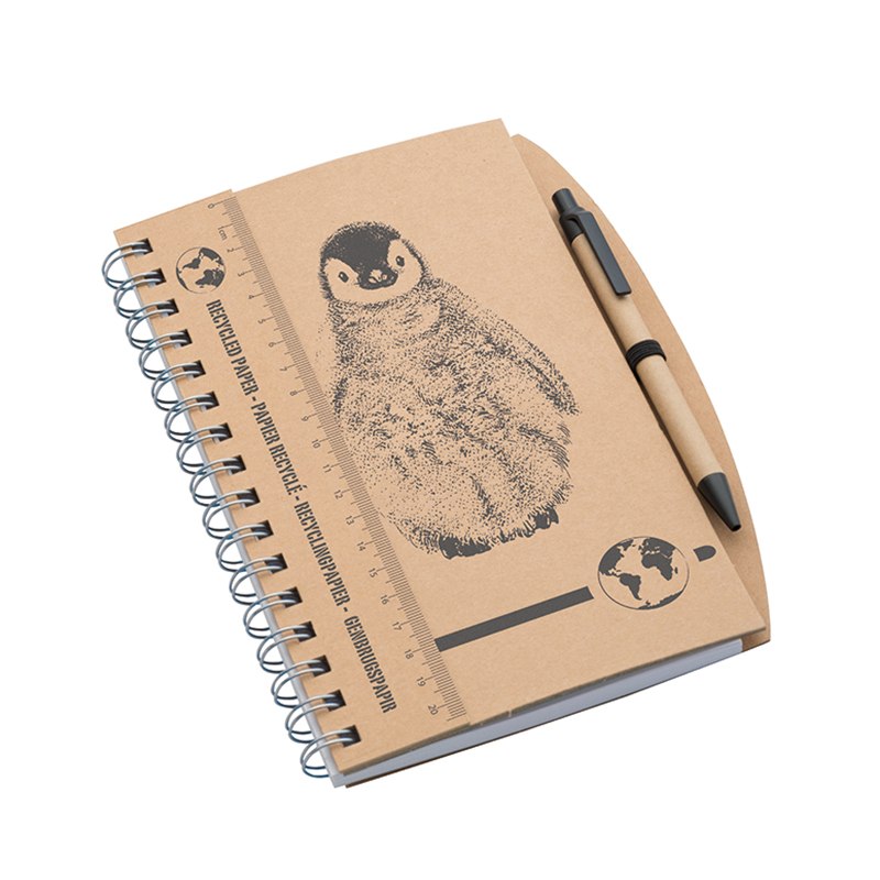 Penguin Notebook with Pen & Ruler A5 by Nature Planet - The Penguin Patrol
