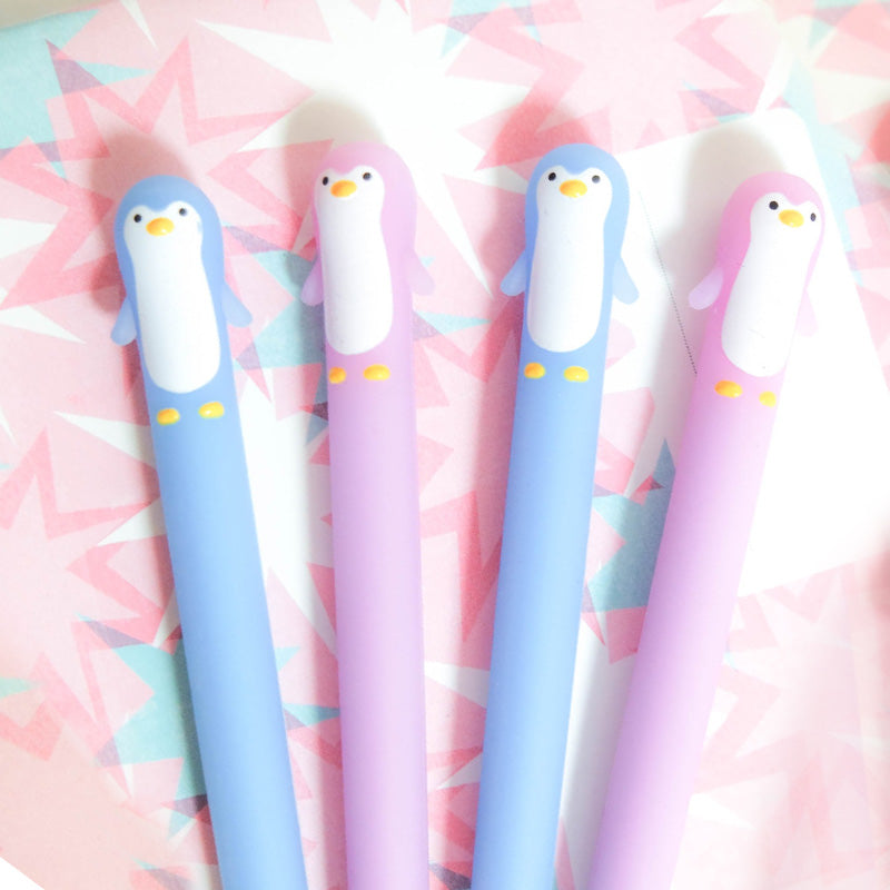 Penguin Gel Pen | Blue, Pink & Black Penguin Pen with Black Ink 0.5mm ...