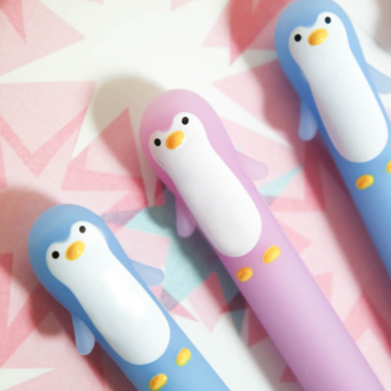 Penguin Gel Pen | Blue, Pink & Black Penguin Pen with Black Ink 0.5mm ...