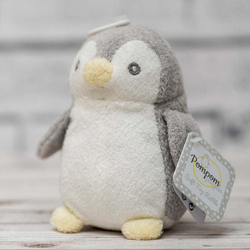 Pompom Baby Penguin Soft Toy Rattle by Aurora - The Penguin Patrol