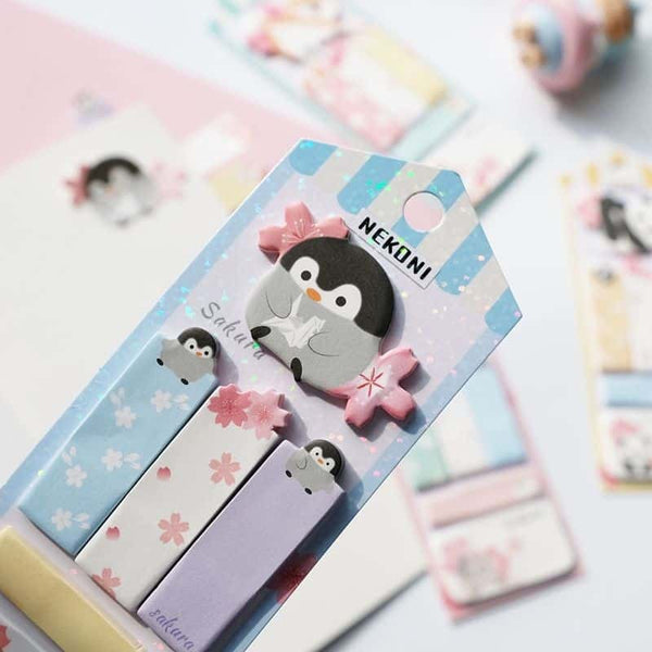 Sakura Penguin Sticky Tab Markers by Nekoni | Penguin Stationery - The ...